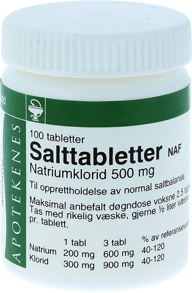 Salttabletter NAF tab 500mg | Hjertevakten
